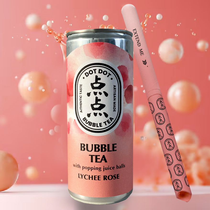 Sparkling Lychee Rose Bubble Tea in can – Dot Dot Tea
